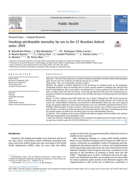 Pdf Smoking Attributable Mortality By Sex In The 27 Brazilian Federal