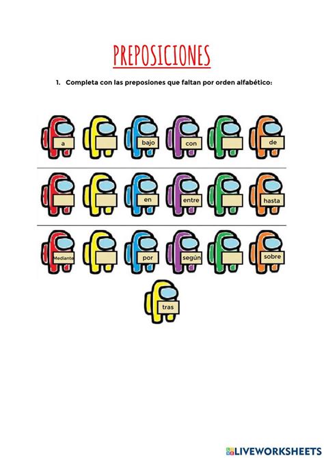 Preposiciones Nivel 3 Worksheet Live Worksheets