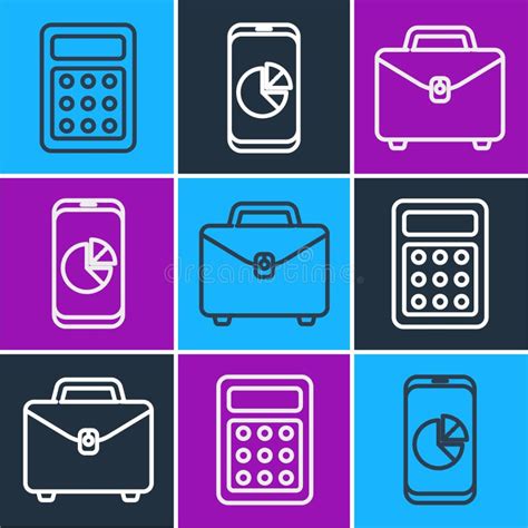 Pop Art Line Calculator Icon Isolated on Color Background. Accounting ...