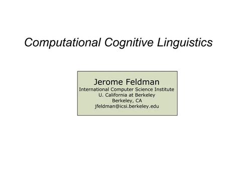 PPT Computational Cognitive Linguistics PowerPoint Presentation Free