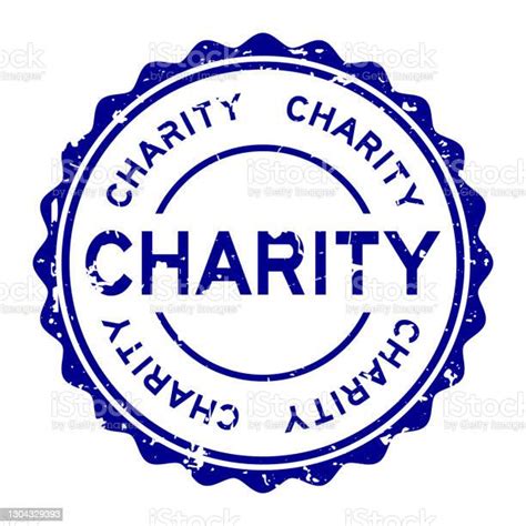 그런지 블루 자선 단어 라운드 고무 씰 스탬프 에 흰색 배경 Charitable Foundation에 대한 스톡 벡터 아트 및 기타 이미지 Charitable