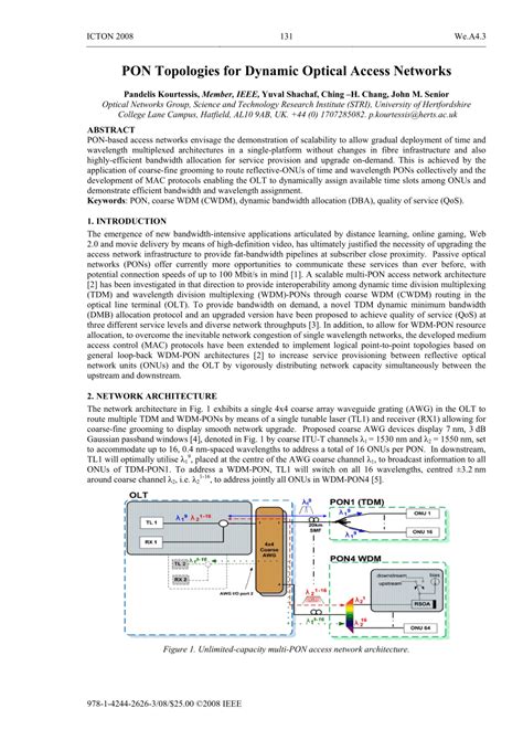 pdf pon topologies for dynamic optical access networks
