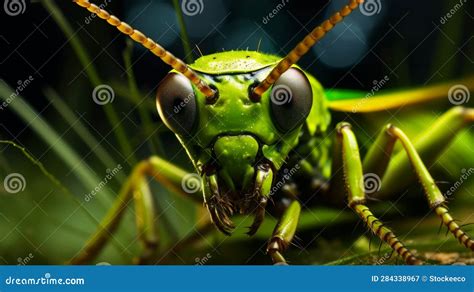 Closeup Of A Green Grasshopper A Narrative Driven Visual Storytelling