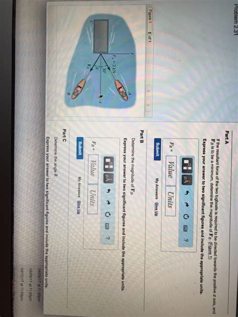 Solved If The Resultant Force Of The Two Tugboats Is