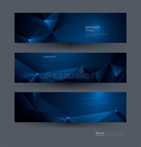Illustration Banners Set Abstract Molecules With Circles Lines Geometric Polygon Vector
