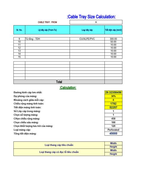 Calculate Cable Tray Size Pdf