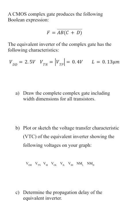 Solved A Cmos Complex Gate Produces The Following Boolean