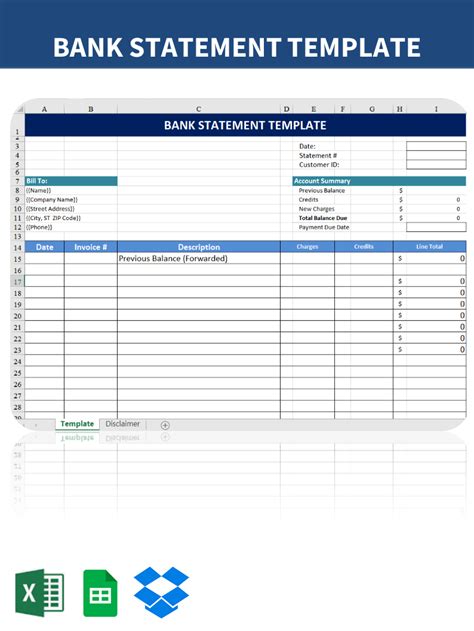 Bank Statement Excel Template