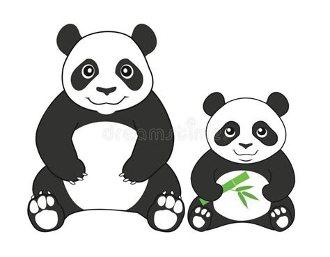 Two Pandas Isolated On White Background Vector Illustration Stock Illustration Illustration