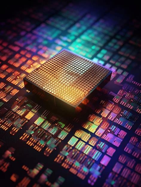 Premium AI Image A Computer Chip With A Square Piece Of Circuit Board In The Center