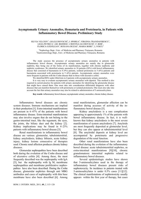 Pdf Asymptomatic Urinary Anomalies Hematuria And Proteinuria In