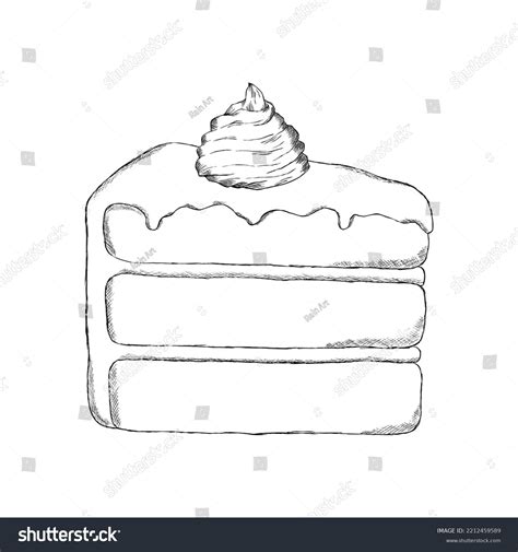 Piece Cake Sketch Hand Drawn Vector Stock Vector Royalty Free 2212459589 Shutterstock