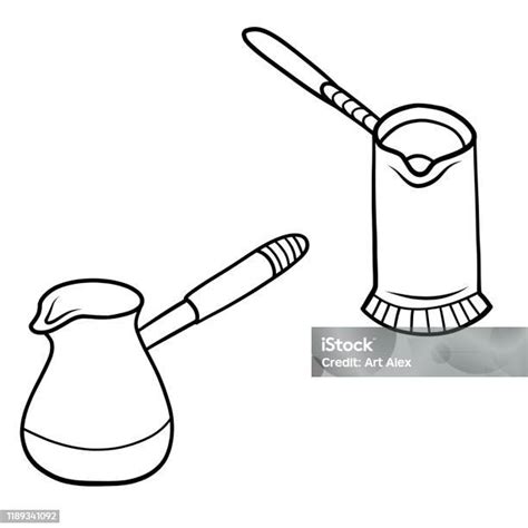 흰색에 고립 된 손으로 그린 터크 커피 스케치 커피 컨셉 벡터 그림입니다 갈색에 대한 스톡 벡터 아트 및 기타 이미지 갈색