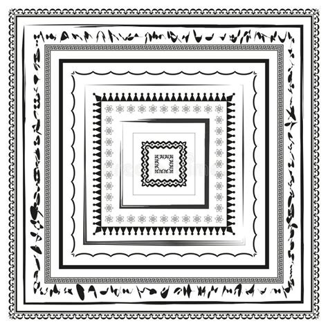 Square Decorative Frames Artistic Vector Borders Black And White Abstract Geometric Designs
