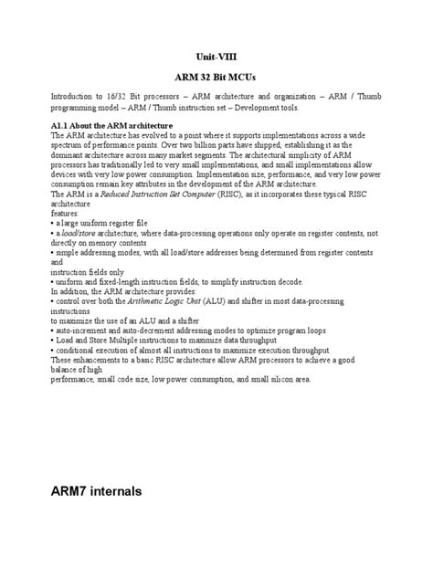 Unit 8 Mpmc Pdf Arm Architecture Instruction Set