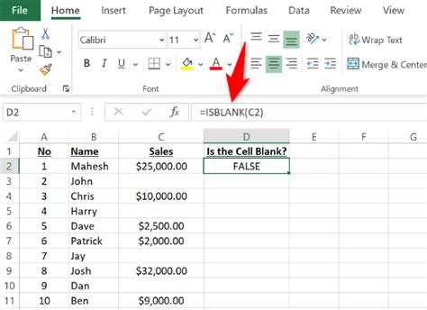 How To Check If A Cell Is Blank With Isblank In Excel