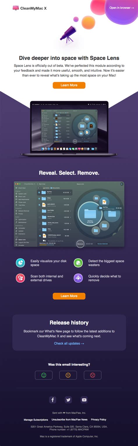 Cleanmymac X Update Space Lens Got Even Better From Macpaw Desktop Email View Really Good