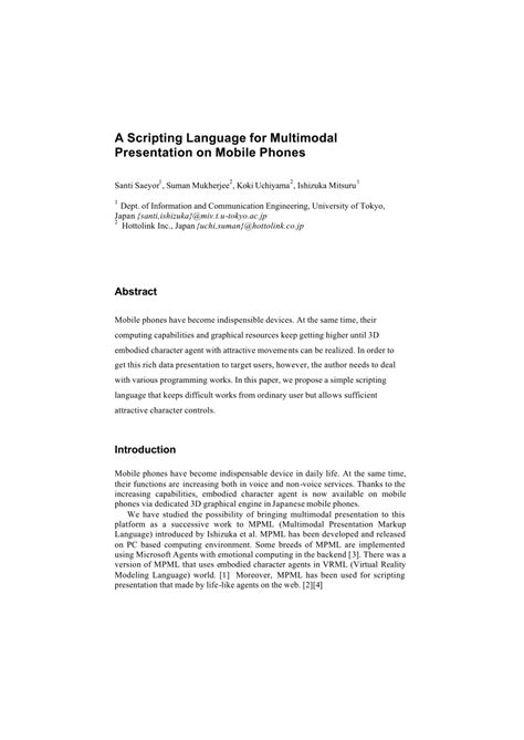 Pdf A Scripting Language For Multimodal Presentation On Mobile Phones