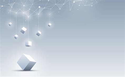 3d 큐브 큐브 위에서 매달려 그룹 가운데 바닥에 과학 및 기술 배경입니다 큰 데이터와 인터넷입니다 추상적인 배경입니다 벡터