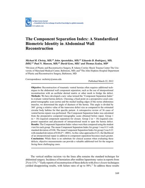 pdf the component separation index a standardized biometric identity