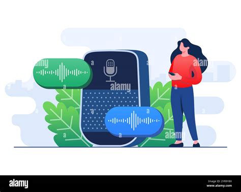 Smart Voice Assistant Flat Illustration Vector Template Female Character Control Home Iot