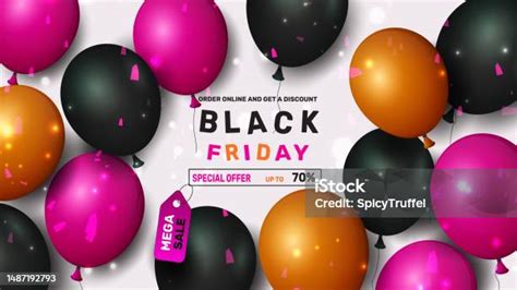 블랙 프라이데이 세일 핑크 황금 풍선 선물 시장 축하 쇼핑 기호 사실적인 광택 3d 요소 오프닝 이벤트 포스터 웹 배너 휴일
