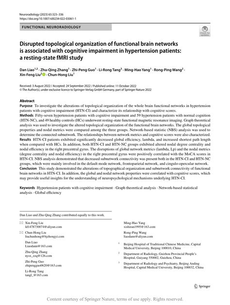Disrupted Topological Organization Of Functional Brain Networks Is Associated With Cognitive