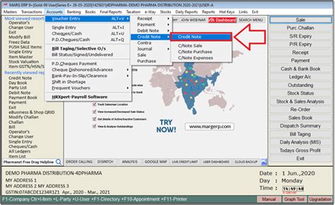 How To Create Credit Note Voucher In Marg Software