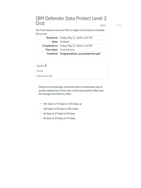 Ibm Defender Data Protect Level 2 Quiz Pdf Backup Computer Cluster