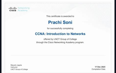 🎉 Achievement Unlocked: CCNA - Introduction to Networks 🎉 | Prachi Soni