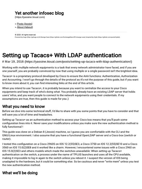 setting up tacacs with ldap authentication pdf secure shell