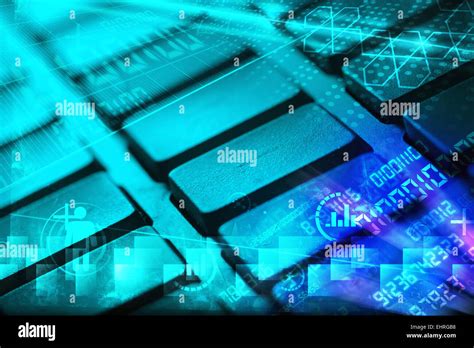 Keyboard With Glowing Programming Codes Stock Photo Alamy