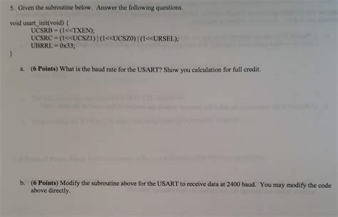 5 given the subroutine below answer the following