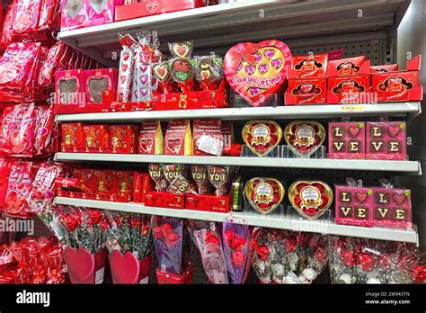 Store Display Of Valentine`s Day Chocolates And Candy Metro Vancouver