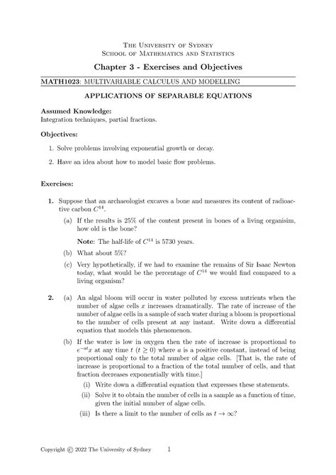 Exercises Chapter 03 The University Of Sydney School Of Mathematics And Statistics Chapter 3
