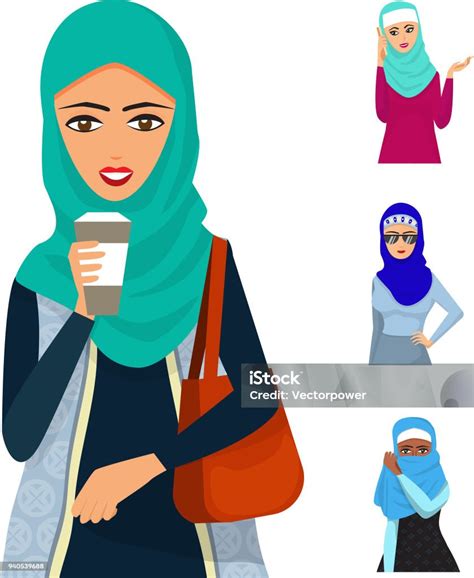 Hijab 벡터 일러스트 레이 션에 아랍어 여자 성인 문자 아라비아 아시아 국적 이슬람 여자 얼굴 귀여운에 대한 스톡 벡터 아트 및 기타 이미지 Istock