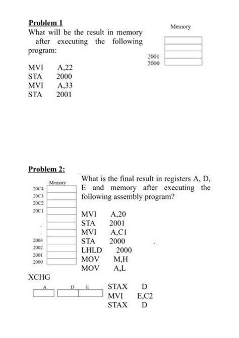 Solved Memory Problem 1 What Will Be The Result In Memory