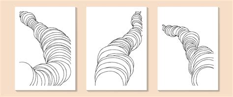 Abstract Line Art Background Vector Minimalist Modern Contour Drawing With Black Line On White