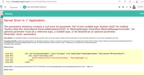 Bug 29876 Meeting Popup Showing Error Page Sp 1132 Omnex Issue Tracker