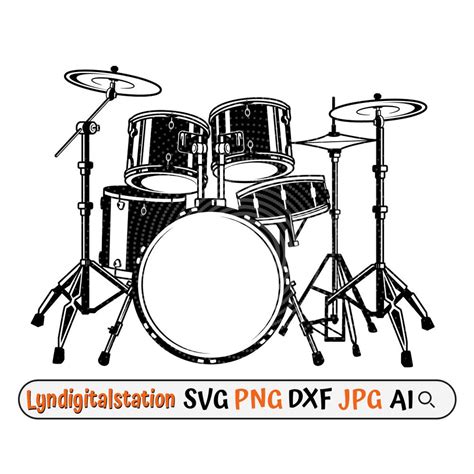 Drum Set Svg Drum Clipart Percussion Instrument Cut File Drumming Stencil Drummer T