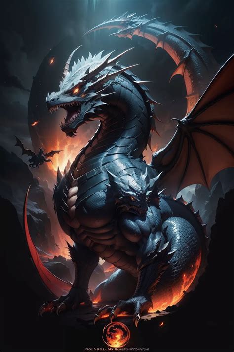 A Dragon With A Fire On Its Back And Wings Flying Seaart Ai
