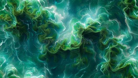 Abstract Green Fluid Pattern With Dynamic Swirls Digital Art Illustration Stock Image Image