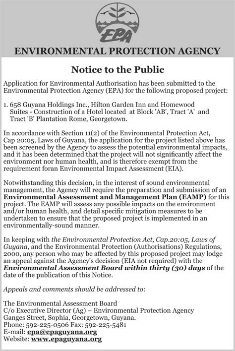 10in X 4col Epa Notice Department Of Public Information