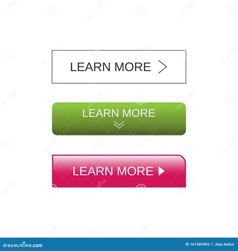 learn more button set vector stock vector illustration of information