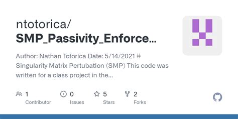 Github Ntotorica Smp Passivity Enforcement Author Nathan Totorica Date 5 14 2021