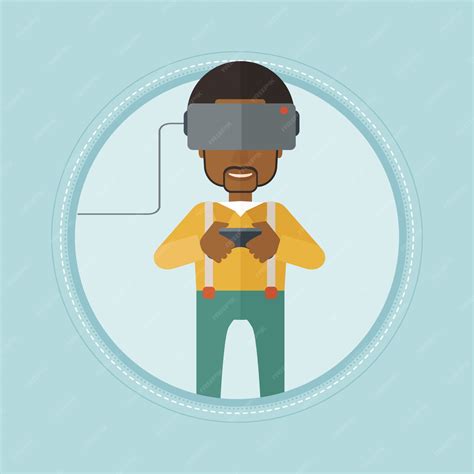 Premium Vector Man Wearing Virtual Reality Headset