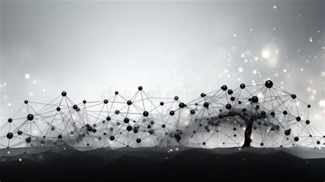 Abstract Technological Network Geometric Nodes And Shapes Stock