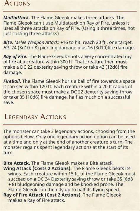 Flame Gleeok Stat Block From The Game Series “the Legend Of Zelda