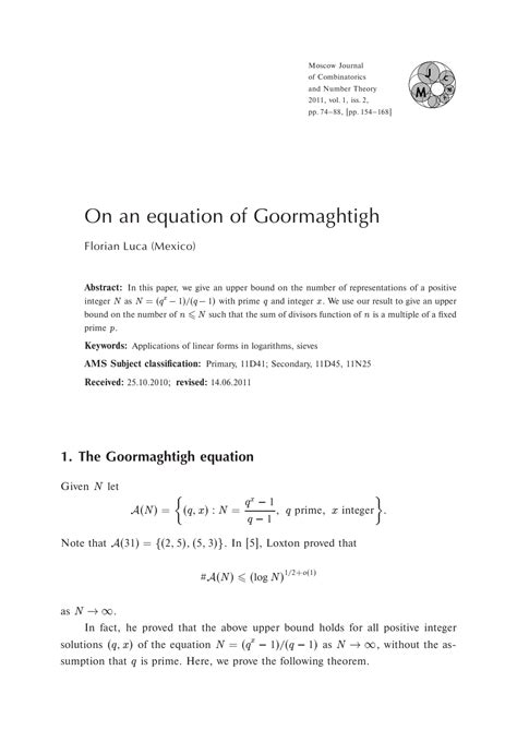 Moscow Journal Of Combinatorics And Number Theory