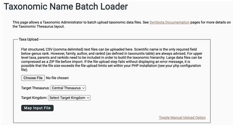 Batch Loading Taxonomic Data